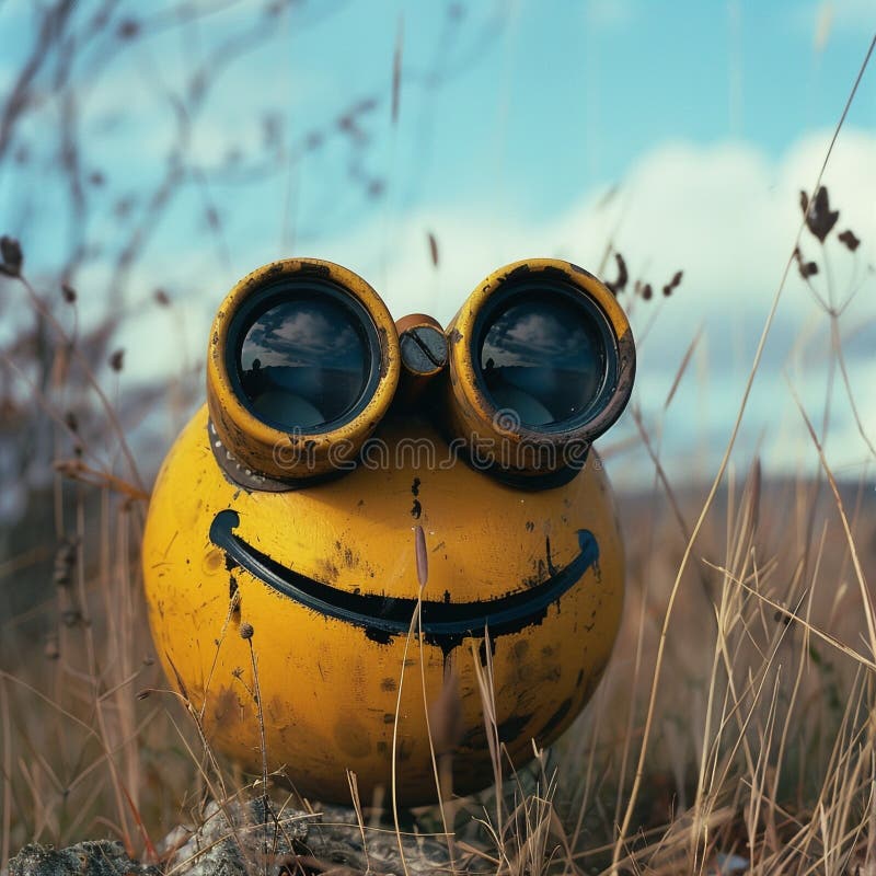 Smiley Face Using Binoculars Bird Watching in a Nature Reserve Stock ...
