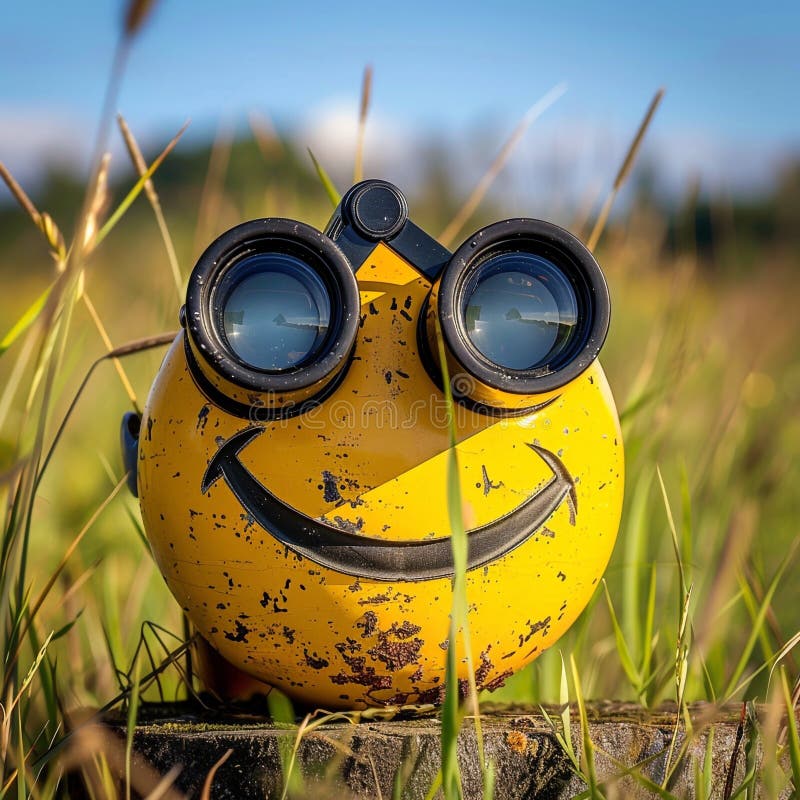 Smiley Face Using Binoculars Bird Watching in a Nature Reserve Stock ...