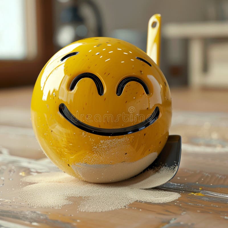 Smiley Face Using Dustpan To Clean Dust Stock Image - Image of ...