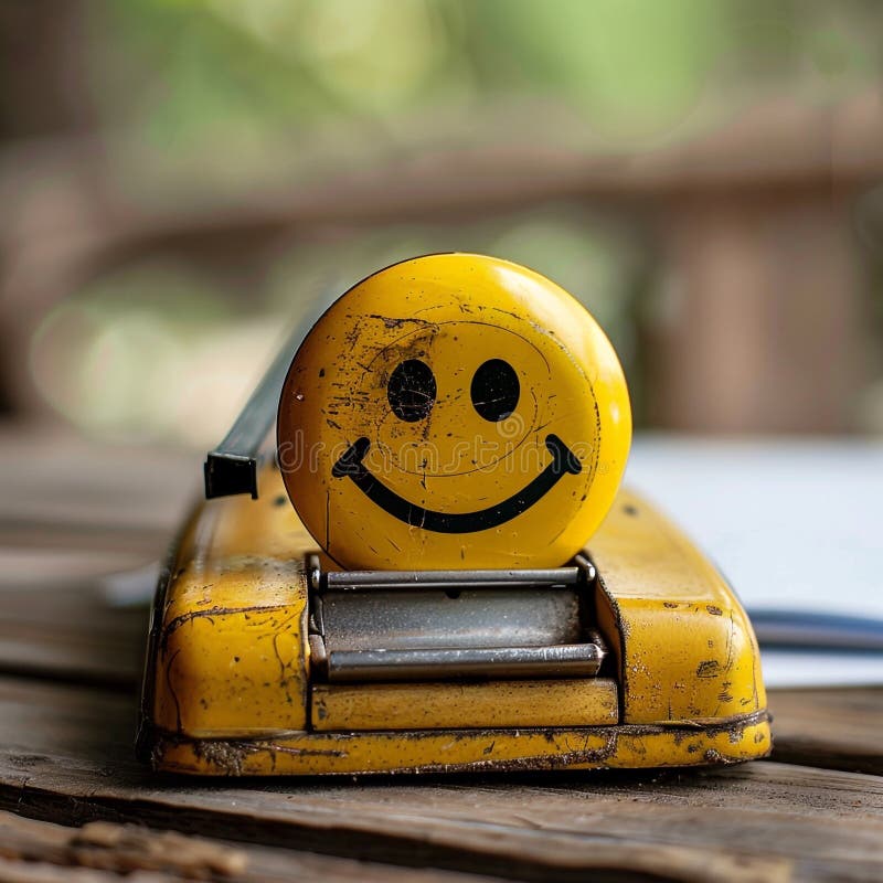 Smiley Face Using Stapler To Bind Papers Stock Illustration ...