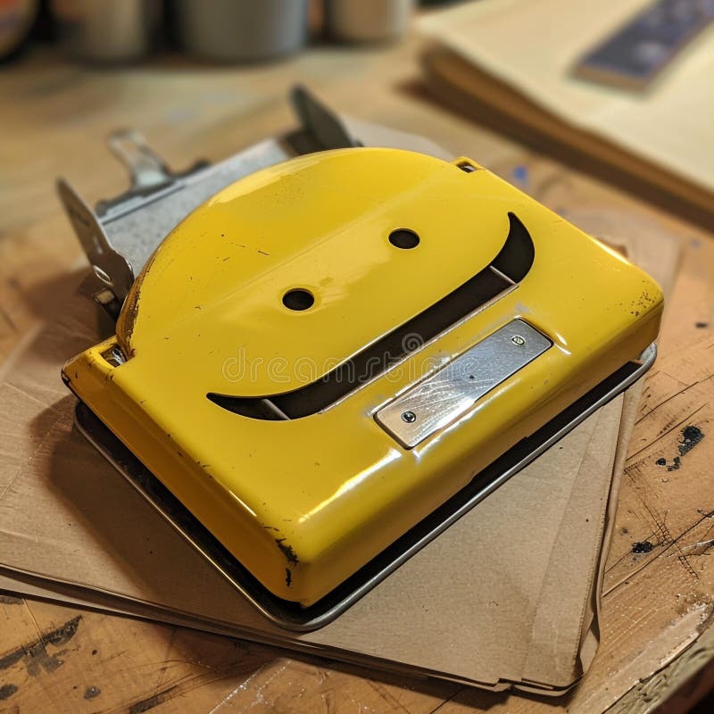 Smiley Face Using Stapler To Bind Papers Stock Illustration ...
