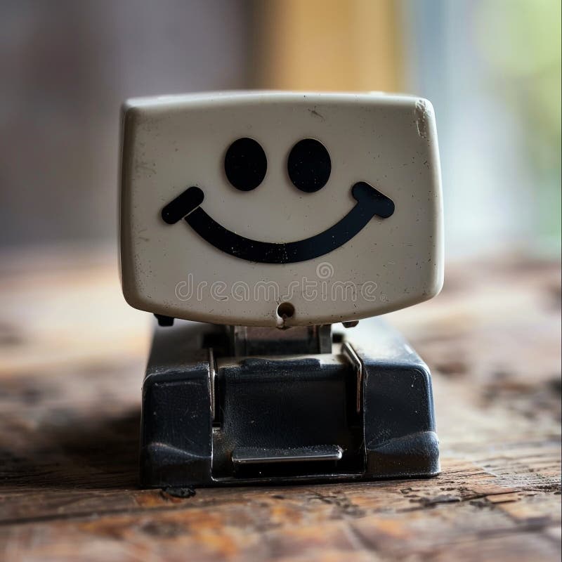 Smiley Face Using Stapler To Bind Papers Stock Illustration ...