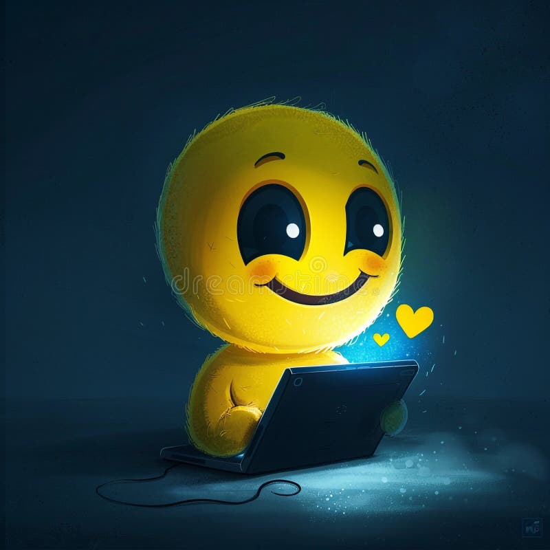 Smiley Face Using Tablet Browsing the Internet Stock Illustration ...
