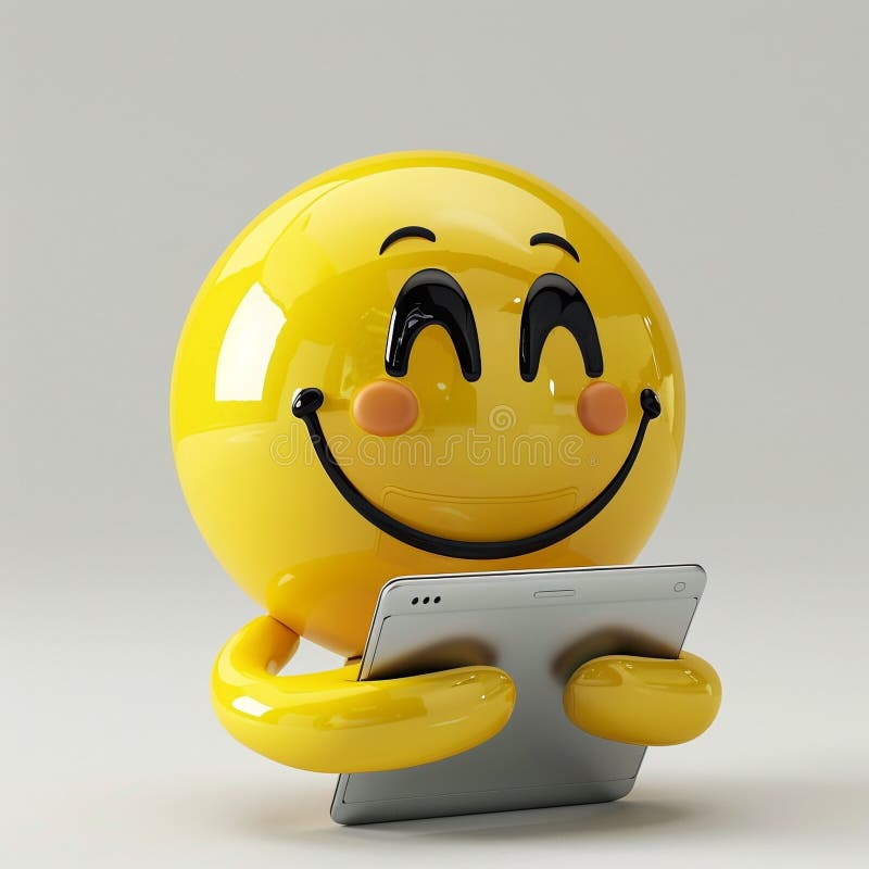 Smiley Face Using Tablet Browsing the Internet Stock Illustration ...