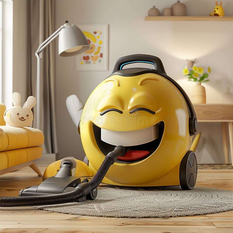 Smiley Face Using Vacuum Cleaner in House Stock Illustration ...