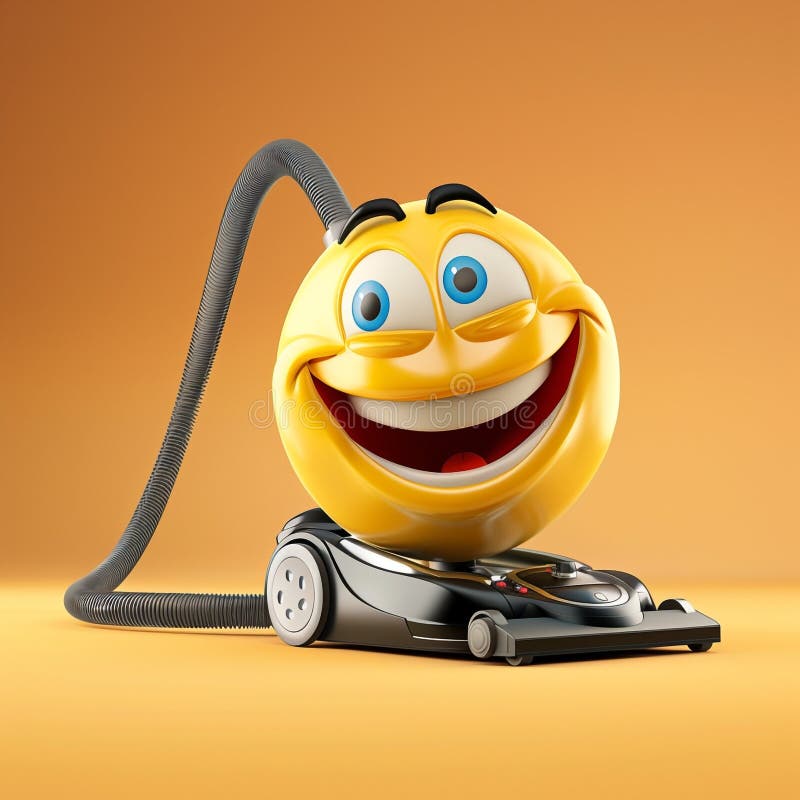 Smiley Face Using Vacuum Cleaner in House Stock Illustration ...