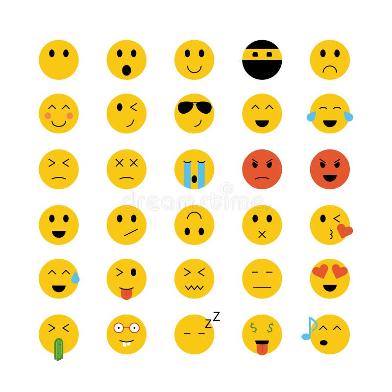 Smiley Face Vector Isolated Icon Set. Chat Icon Stock Vector ...