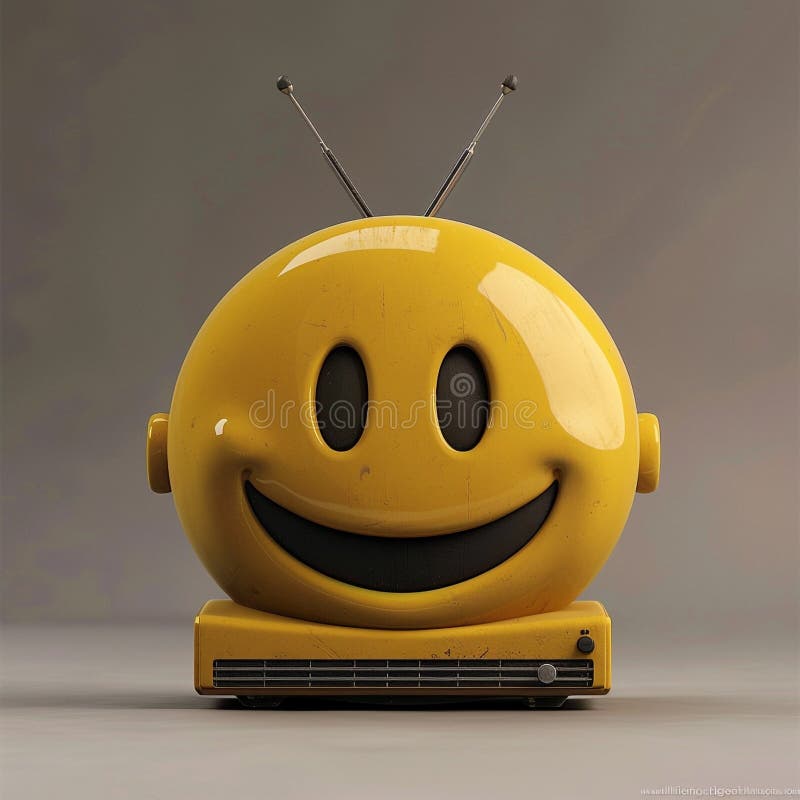Smiley Face Watching TV Show Stock Illustration - Illustration of ...