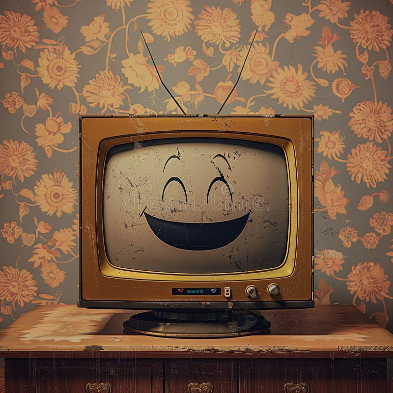 Smiley Face Watching TV Show Stock Illustration - Illustration of ...