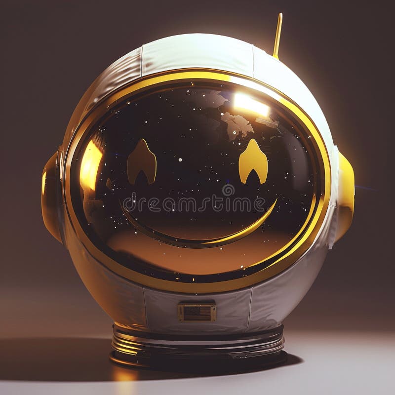 Smiley Face Wearing Astronaut Helmet Exploring New Worlds Stock ...