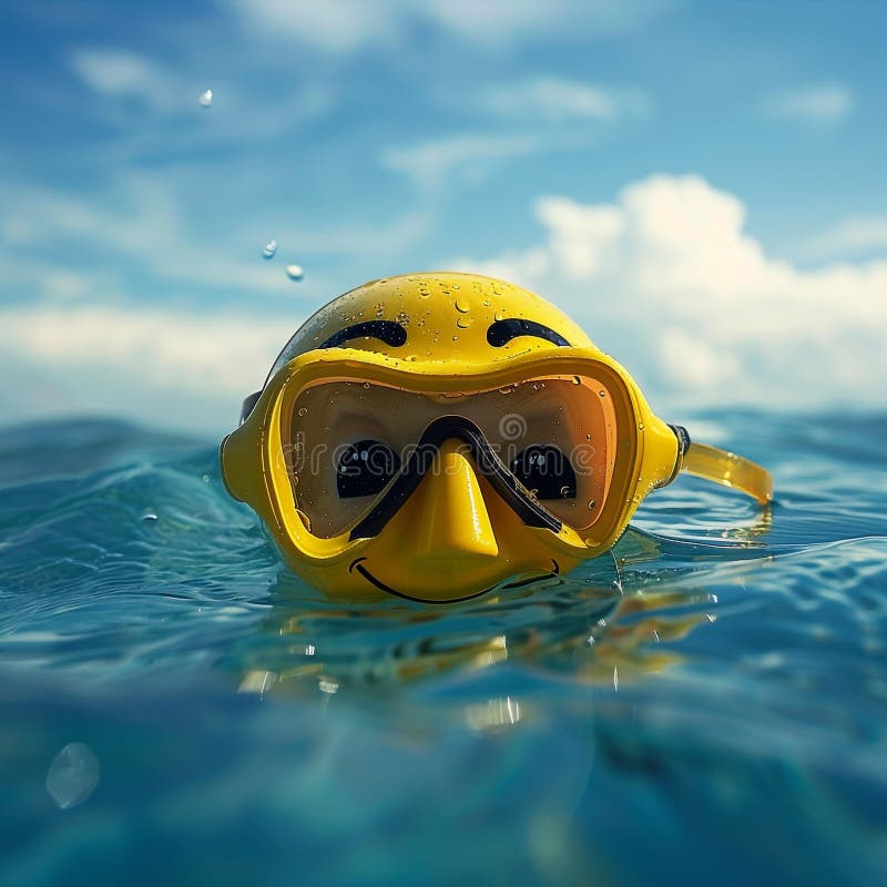 Smiley Face Wearing Diving Mask Exploring Ocean Stock Illustration ...
