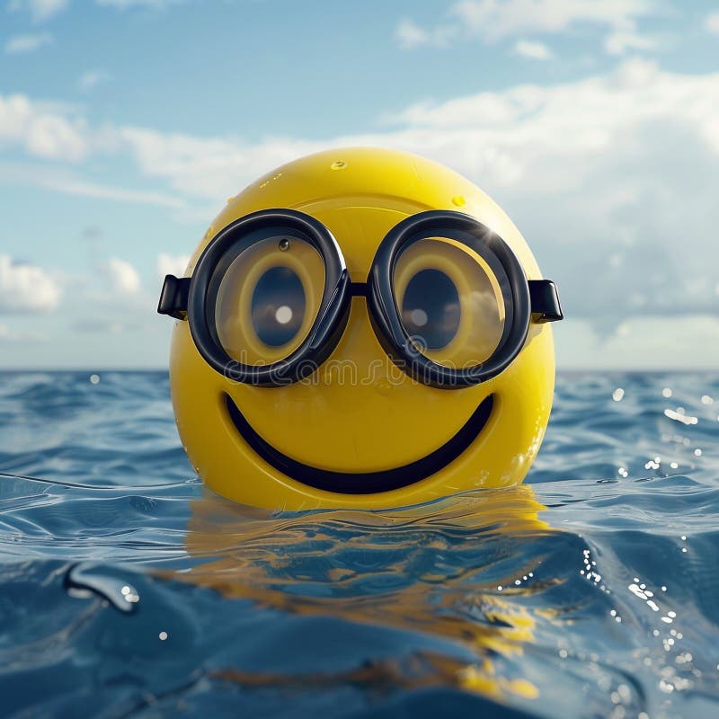 Smiley Face Wearing Diving Mask Exploring Ocean Stock Illustration ...