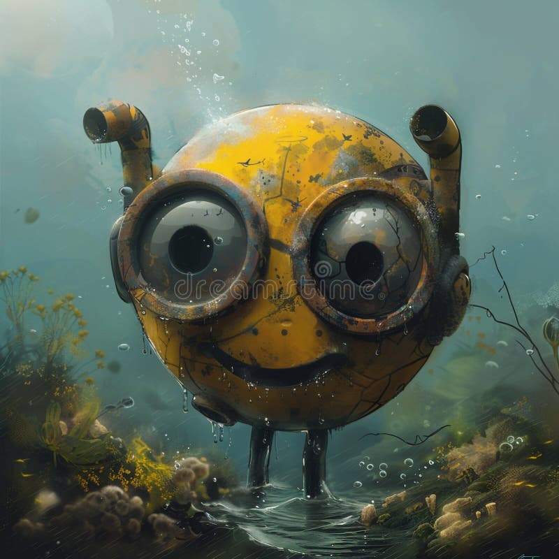 Smiley Face Wearing Diving Mask Exploring Ocean Stock Illustration ...