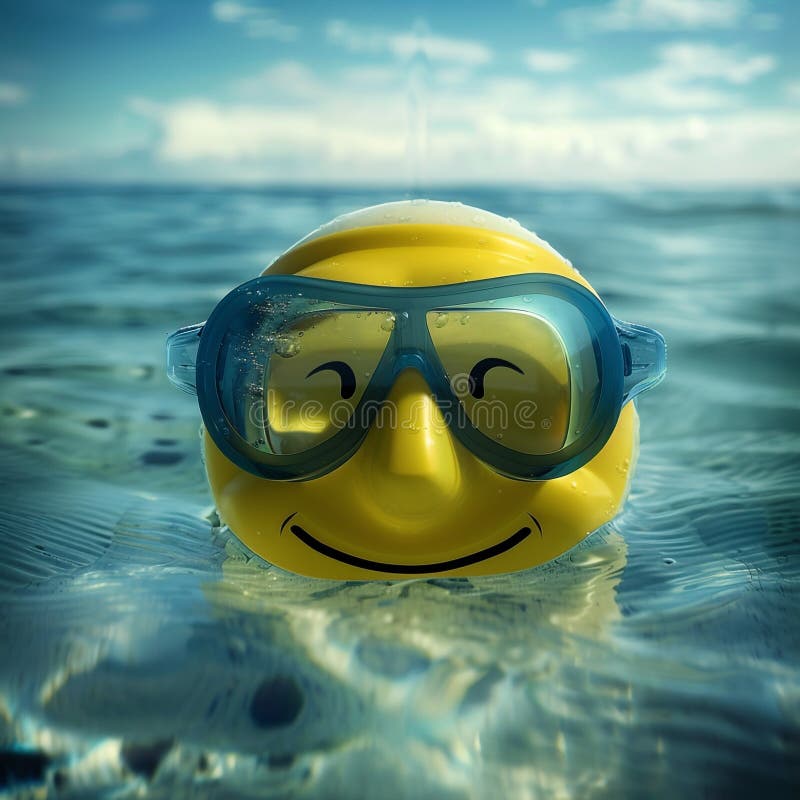 Smiley Face Wearing Diving Mask Exploring Ocean Stock Illustration ...