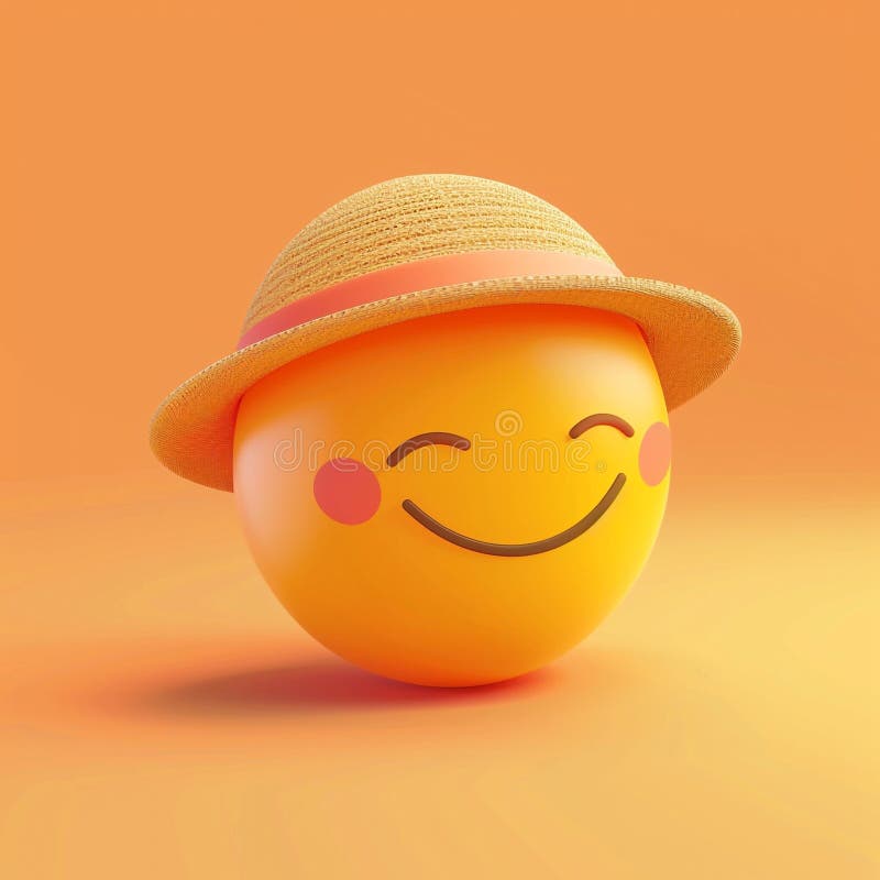 Smiley Face Wearing Sunhat Enjoying Sunny Weather Stock Illustration ...