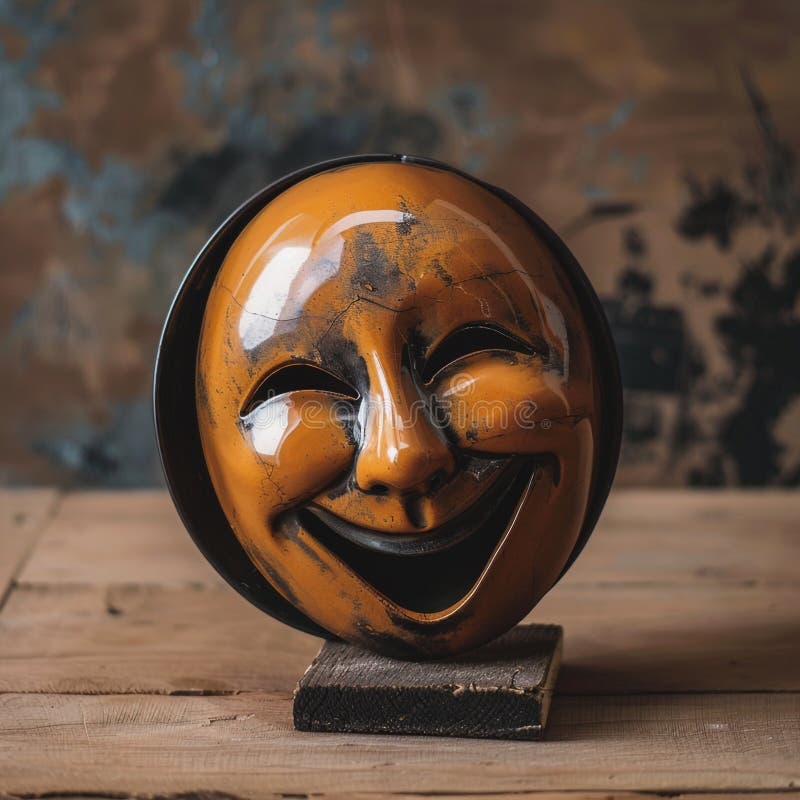 Smiley Face Wearing Theater Mask Performing on Stage Stock Illustration ...