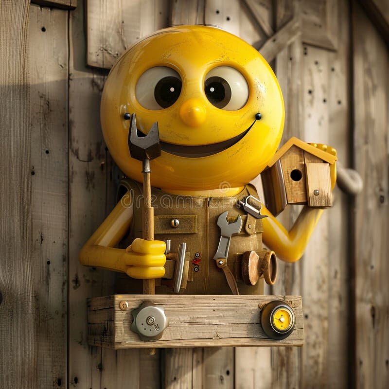 Smiley Face Wearing Toolbelt Building Birdhouse Stock Illustration ...