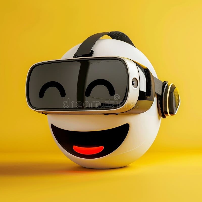 Smiley Face Wearing VR Headset Experiencing Virtual Reality Stock ...