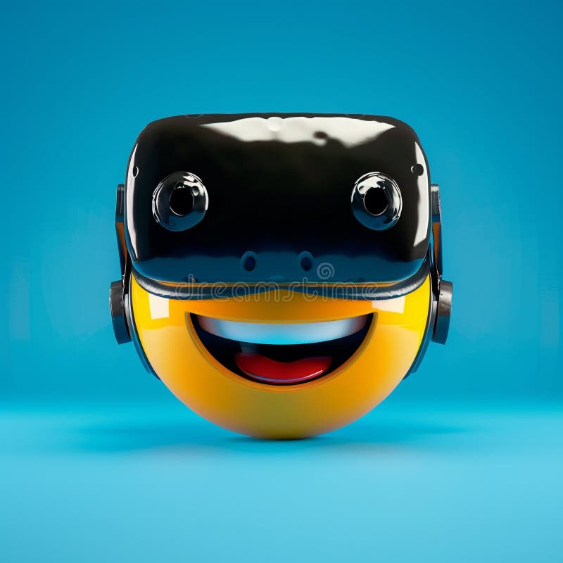 Smiley Face Wearing VR Headset Exploring Virtual Reality Stock ...