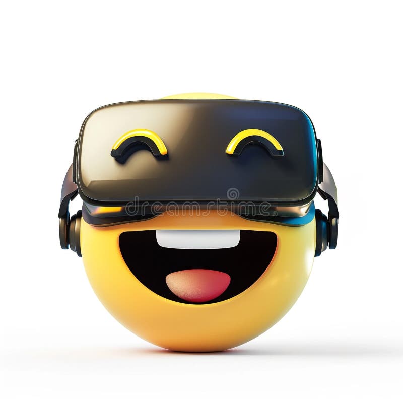 Smiley Face Wearing VR Headset Exploring Virtual Reality Stock ...