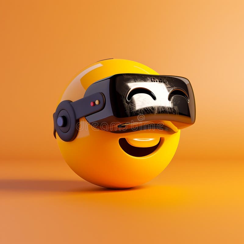 Smiley Face Wearing VR Headset Exploring Virtual Reality Stock ...