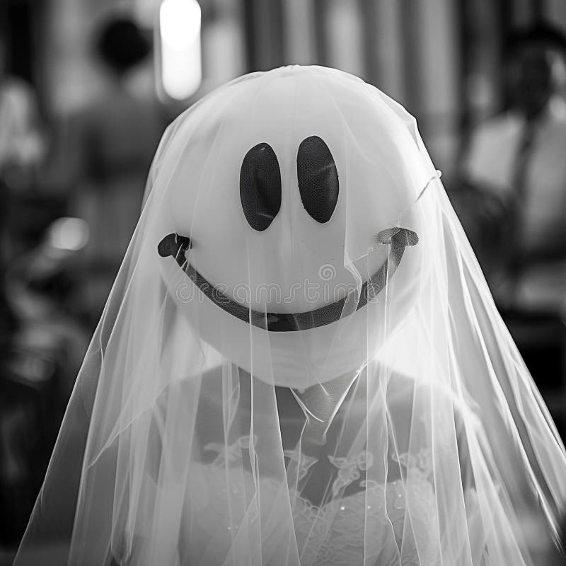 Smiley Face Wearing Wedding Veil at Wedding Ceremony Stock Illustration ...