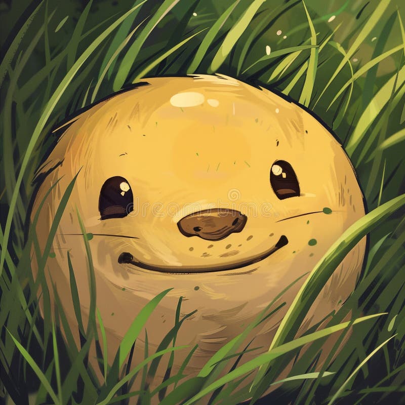 Smiley Face Weasel Slipping through Grass Stock Illustration ...