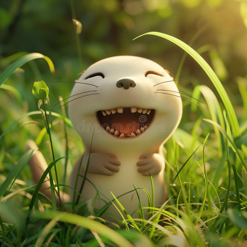 Smiley Face Weasel Slipping through Grass Stock Illustration ...