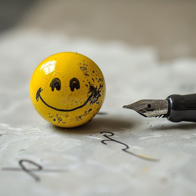 Smiley Face Writing with Calligraphy Pen Stock Illustration ...