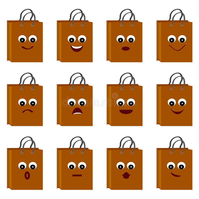 Smiley Faces on Shopping Bags Stock Vector - Illustration of gift ...