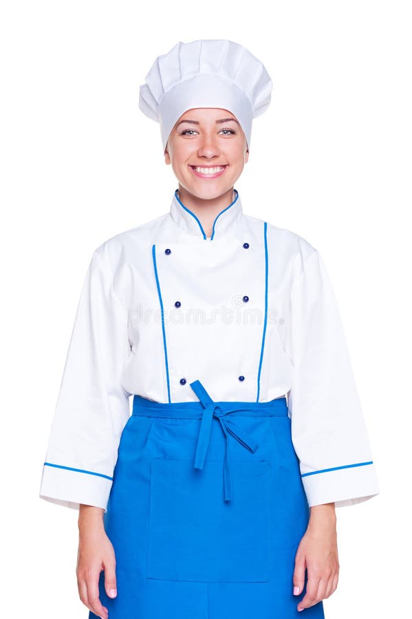 Smiling Female Chef with White Blank Board Stock Photo - Image of adult ...