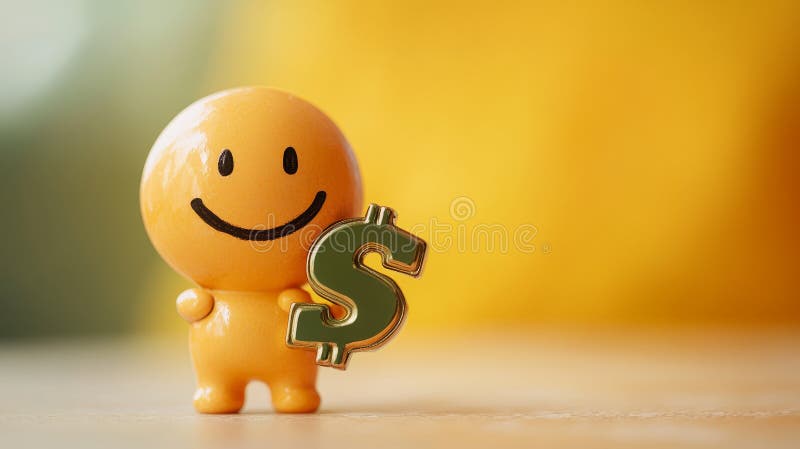 Smiley Figure with a Dollar Sign Symbolizes Happiness and Wealth. Stock ...