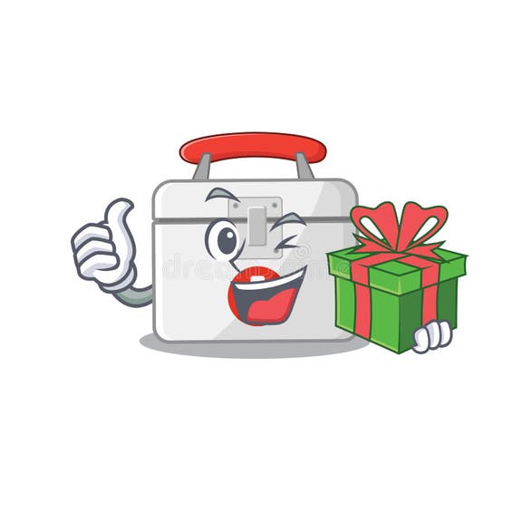 Smiley First Aid Kit Character with Gift Box Stock Vector ...