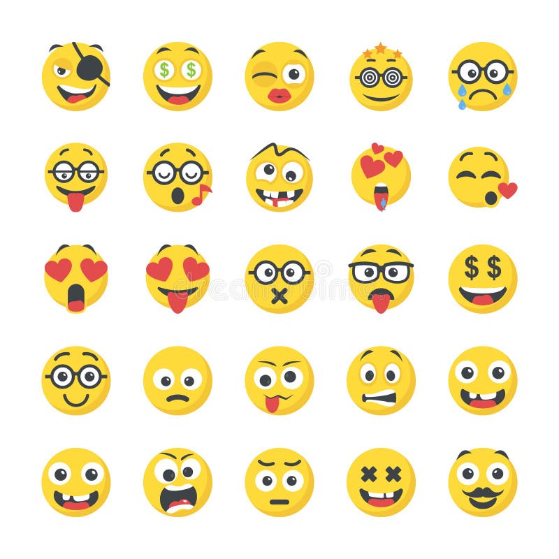Smiley Flat Icons Pack stock illustration. Illustration of dizzy ...