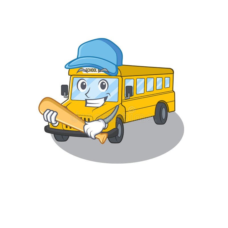 Smiley Funny School Bus a Mascot Design with Baseball Stock Vector ...