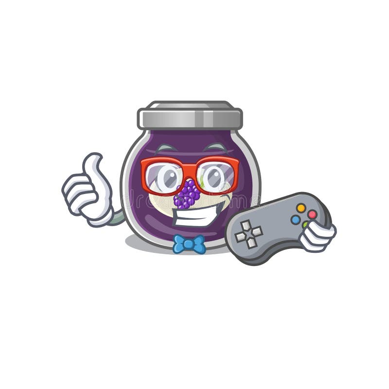 Smiley Gamer Grape Jam Cartoon Mascot Style Stock Vector - Illustration ...