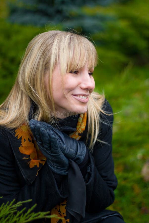 Smiley girl stock image. Image of style, black, orange - 13289657