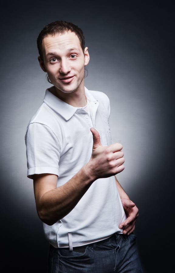 Smiley Guy Showing Thumbs Up Stock Image - Image of model, thumbs: 7467053