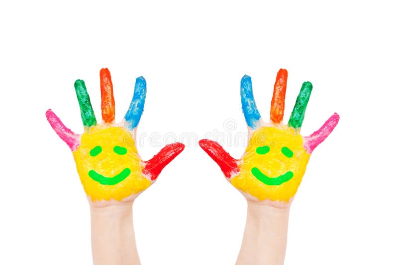 Smiley on Hands, Friends, Joy, Fun Concept. Stock Photo - Image of ...