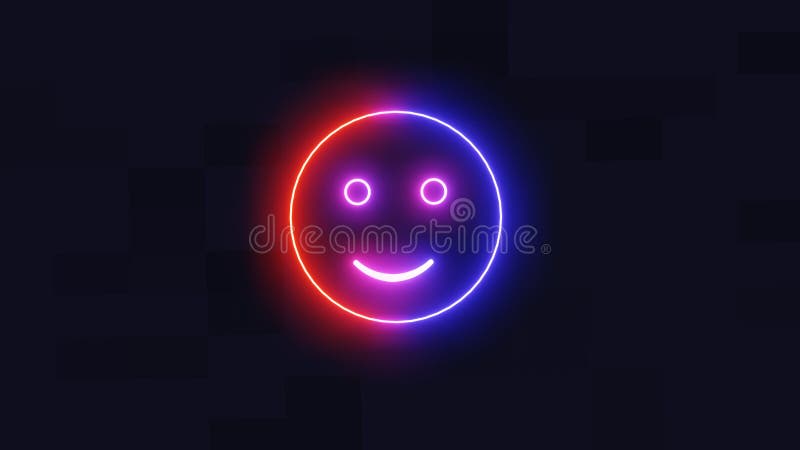 Smiley Happy Dark Neon Shining Banner 3D Rendering Image Stock ...