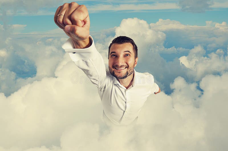 Smiley and Happy Man Flying Stock Photo - Image of holiday, success ...