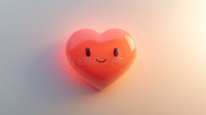 Smiley Heart 3d Render Cute Character Design Stock Illustration ...