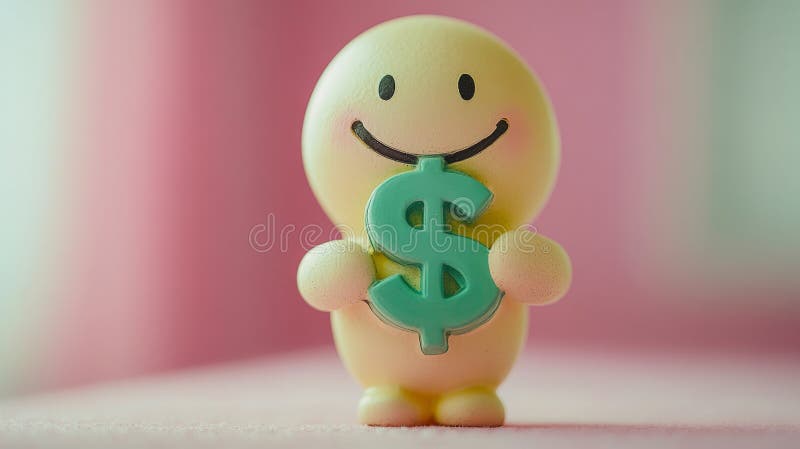 Smiley Holding a Dollar Sign with a Pink Background. Stock Photo ...