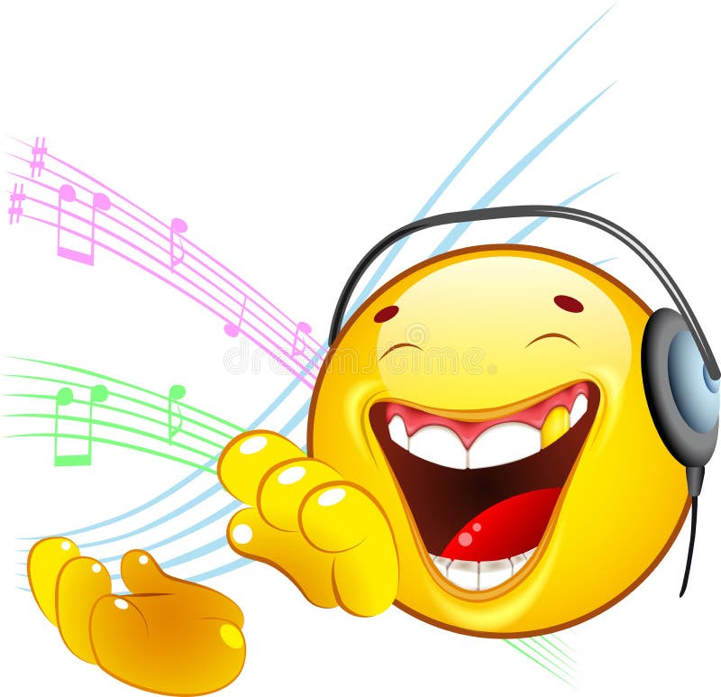 Music Emoji Emoticon Wearing Headphones Stock Vector - Illustration of ...