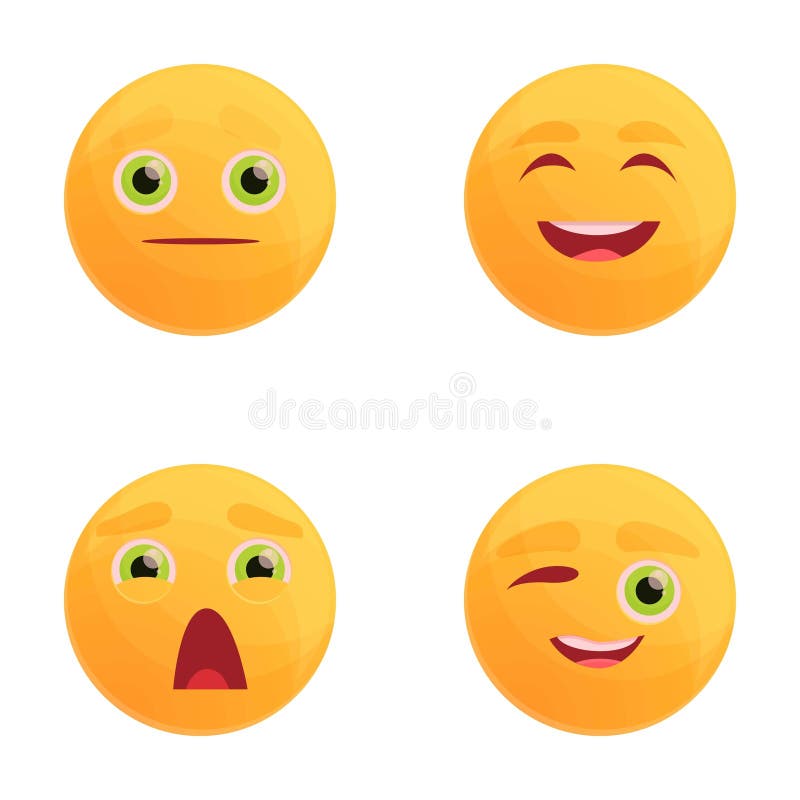 Smiley Icons Set Cartoon Vector. Smiley with Expression of Different ...