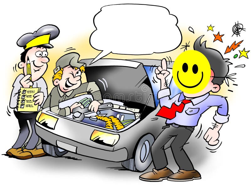 Smiley Inspection of an Car Stock Illustration - Illustration of ...
