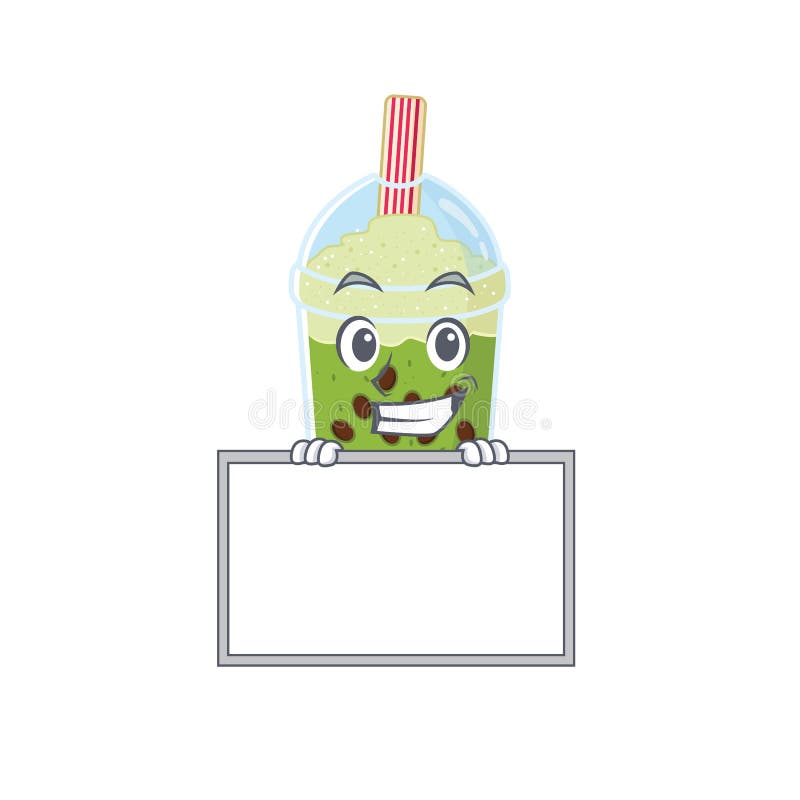 Smiley Matcha Bubble Tea Cartoon Mascot Design with Waving Hand Stock ...