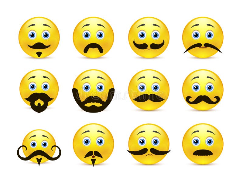 Smiley med mustaschen stock illustrationer. Illustration av ...