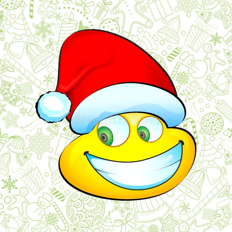 Smiley Met De Hoed Van De Kerstman Vector Illustratie - Illustration of ...