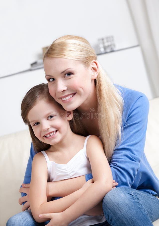 Smiley Mother with Daughter Stock Image - Image of fondness, female ...